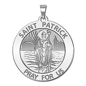 PicturesOnGold.com Saint Patrick Religious Medal - 3/4 Inch Size of a Nickel in Sterling Silver