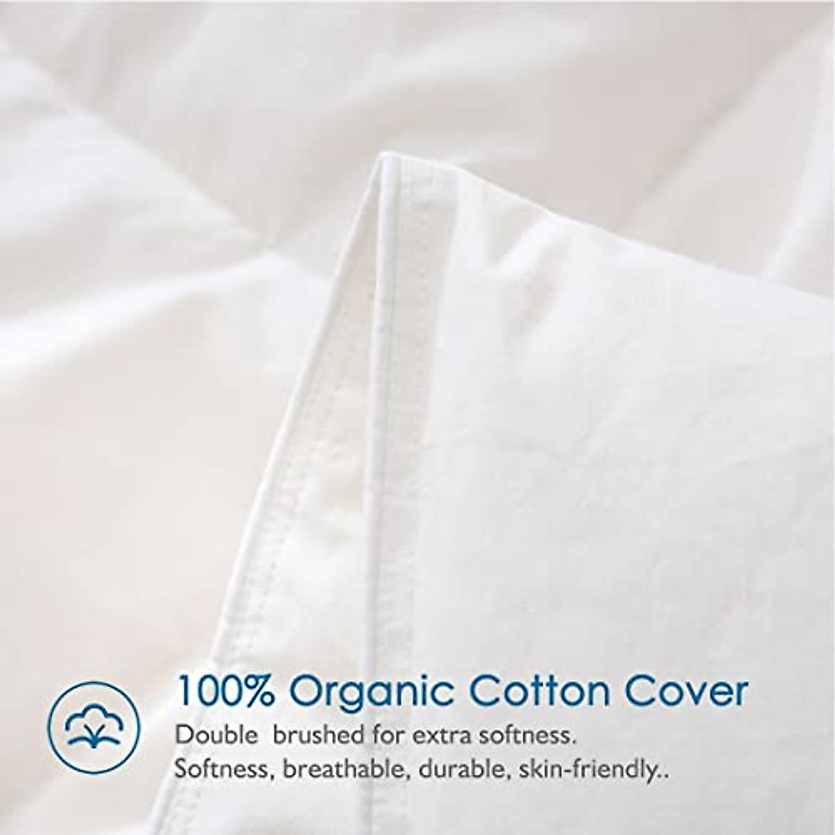 Dafinner Feathers Down Comforter Queen - Geometric Quilted Blanket with Corner Tabs, 55oz Medium Warm All Season Duvet Insert or Stand-Alone Comforter (90x90, White)