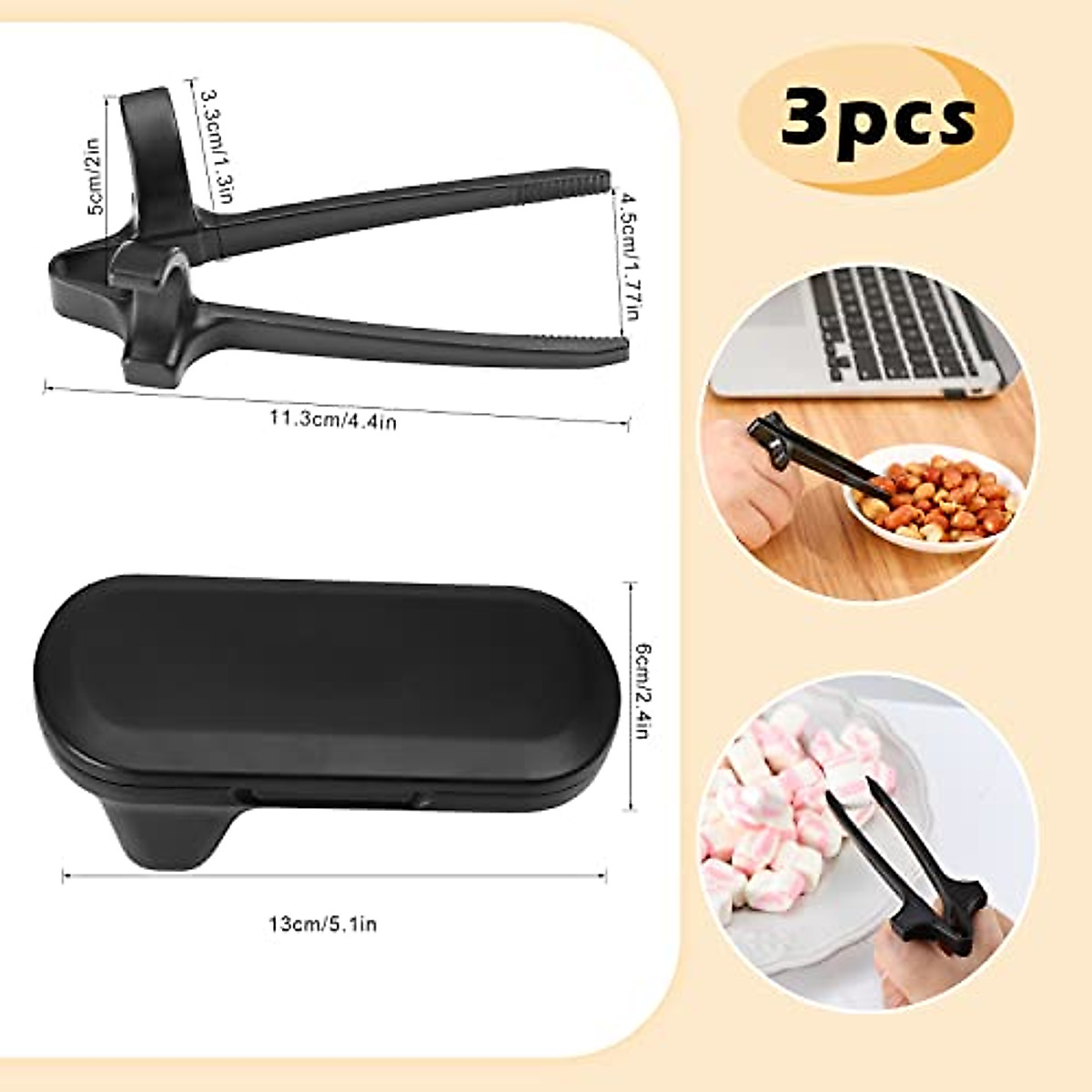 Hysagtek Upgraded Finger Chopsticks for Gamers with Box, Finger Chip Chopsticks, Snacking Chopsticks, Gamer Chopsticks, Gaming Chopsticks, Snack Chopsticks for Hands, Snack Grabber (Black, 3 Pack)