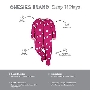 Onesies Brand Baby Girl's 4-Pack Sleep 'N Play Footies Multi Pack, Fox, 3-6 Months