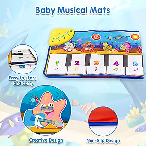 Foayex Valentines Day Gifts for Toddlers Boys & Girls Toys,Foldable Musical Toys, Learning Floor Mat with 8 Instrument Sounds-Touch Play for Early Education, Birthday Gifts for Baby Boys Girls