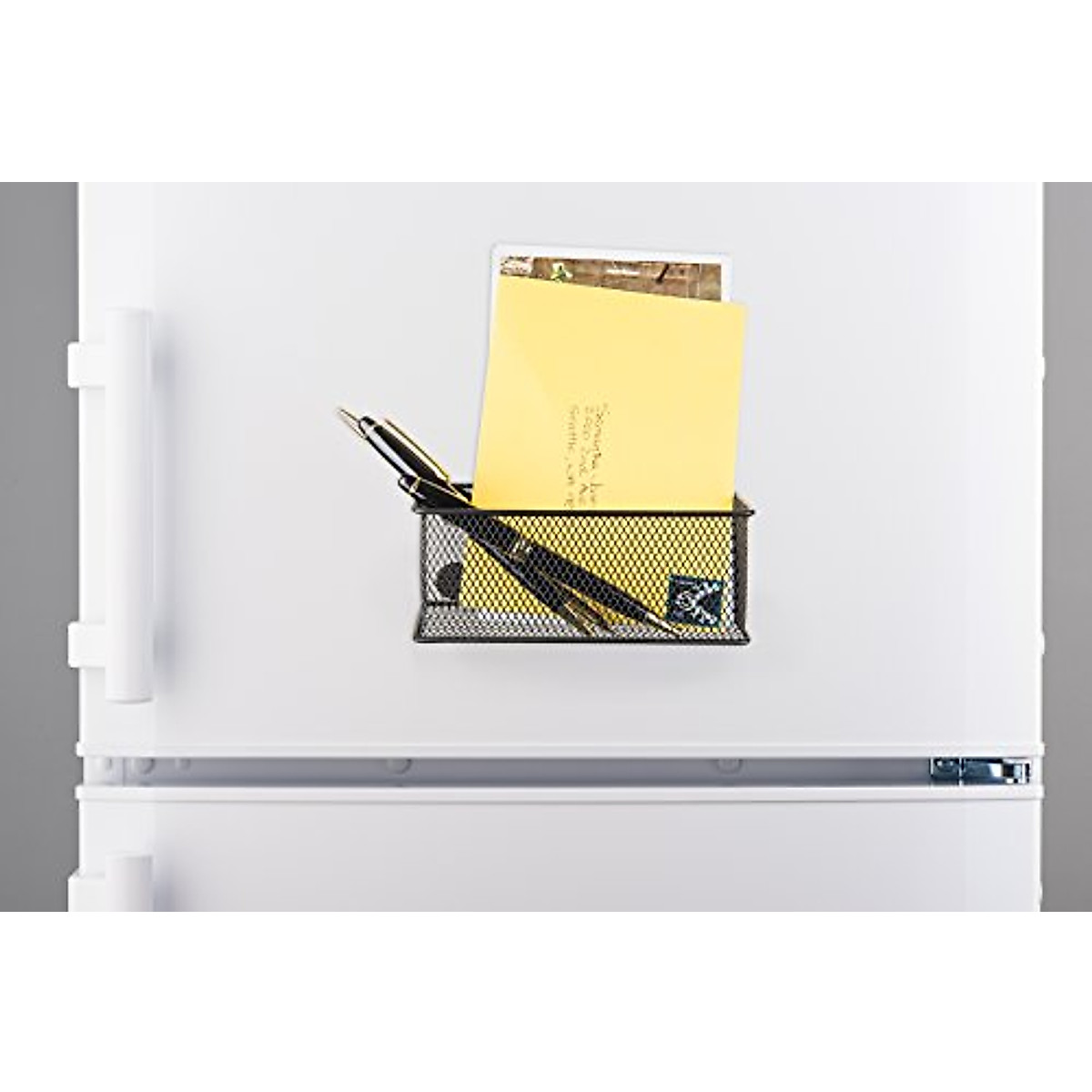 MyGift Matte Black Metal Magnetic Marker Holder for Whiteboard, Office Supplies and Accessory Storage Mesh Baskets for Fridge, Set of 6