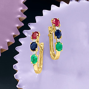 Ross-Simons 1.30 ct. t.w. Multi-Gem Drop Earrings in 14kt Yellow Gold