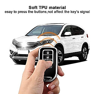 QBUC for Honda Key Fob Cover with Keychain,Car Key Case Shell Protection fit for Honda Accord Civic CRV Pilot Odyssey Smart Remote Key(Black)