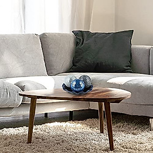 Sanbege Ceramic Decorative Dish, 10" Centerpiece Decor Tray, Jewelry Holder Plate with Ruffle Edge for Entryway, Kitchen, Bedroom, Living Room Decoration (Blue)