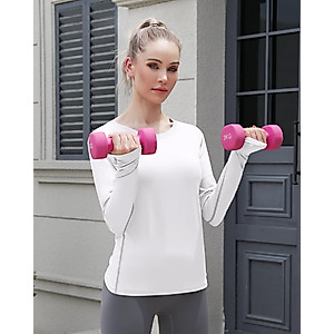 WANAYOU Women's Compression Shirt Dry Fit Long Sleeve Running Athletic T-Shirt Workout Tops (2 Pack White, Small)