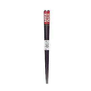 Ishida Chopsticks Made in Japan Aclear Lacquer Cut Perforated Pine Needles Wooden (Natural Wood) Red 8.5 inches (21.5 cm)