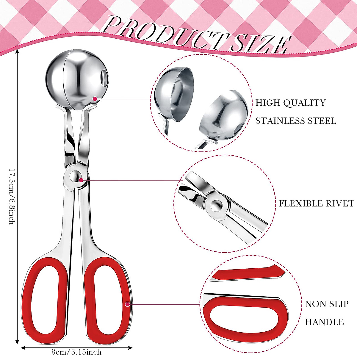 Yinkin Lollipop Cake Pop Treat Bag Set Include 100 Parcel Bags 100 Papery Treat Sticks Metallic Twist Ties Meat Baller with Handles Cake Pops Making Tools for Candies, Chocolates and Cookies (Red)