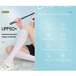 DAISHA 3 Pairs Sun Protection Athletic Socks UPF 50+,Ice Silk Breathable Cool Knee High Socks for School,Daily Wear,Cosplay. (Large, White-3 Pairs-Full Cover-L)