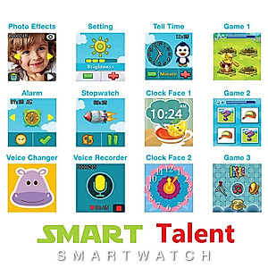 Durable Smart Watch for Kids, Digital Video Games Built in Selfie-Camera Watches, Electronics Educational Toys Kids Camera, Gadgets Games for Kids Ages 4-8 Girls Boys (Black)