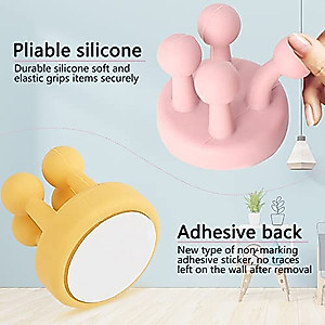 Ledeak 6 Pcs Self Adhesive Hooks Holders, Silicone Decoration Hooks Reusable Seamless Utility Hook, Functional Plug Cable Razor Utility Holders for Kitchen Bathroom Home Office