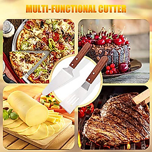 Wood Handle Pie Server and Cake Server Set Stainless Steel Set for Cutting and Serving Desserts, Brownies