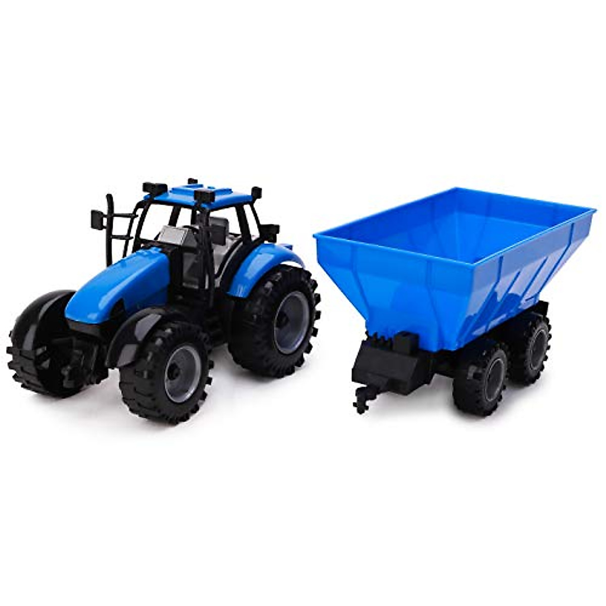 Toyland® Friction Powered Farm Tractor with Trailer - Childrens Farm Toys (Blue Tractor & Trailer)