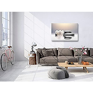 artgeist Canvas Wall Art Print Zen 24x16 in - 1pcs Home Decor Framed Stretched Picture Photo Painting Artwork Image - Flowers Stone Spa Wellness b-B-0095-b-a