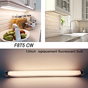 Accway (6 Pack) F8T5/CW 4100K 12’’ Linear Fluorescent Light Bulb, 8W Cool White T5 Tube, G5 Mini Bi Pins Base Replacement for Under Cabinet Light, RV, Closet