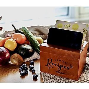 Lumicook Wood Recipe Box – with 120 4x6 inch Cards and 7 Dividers – Eco Friendly Light Brown Bamboo Wood Recipe Holder – Gift for Mom, Women, Wedding, Christmas