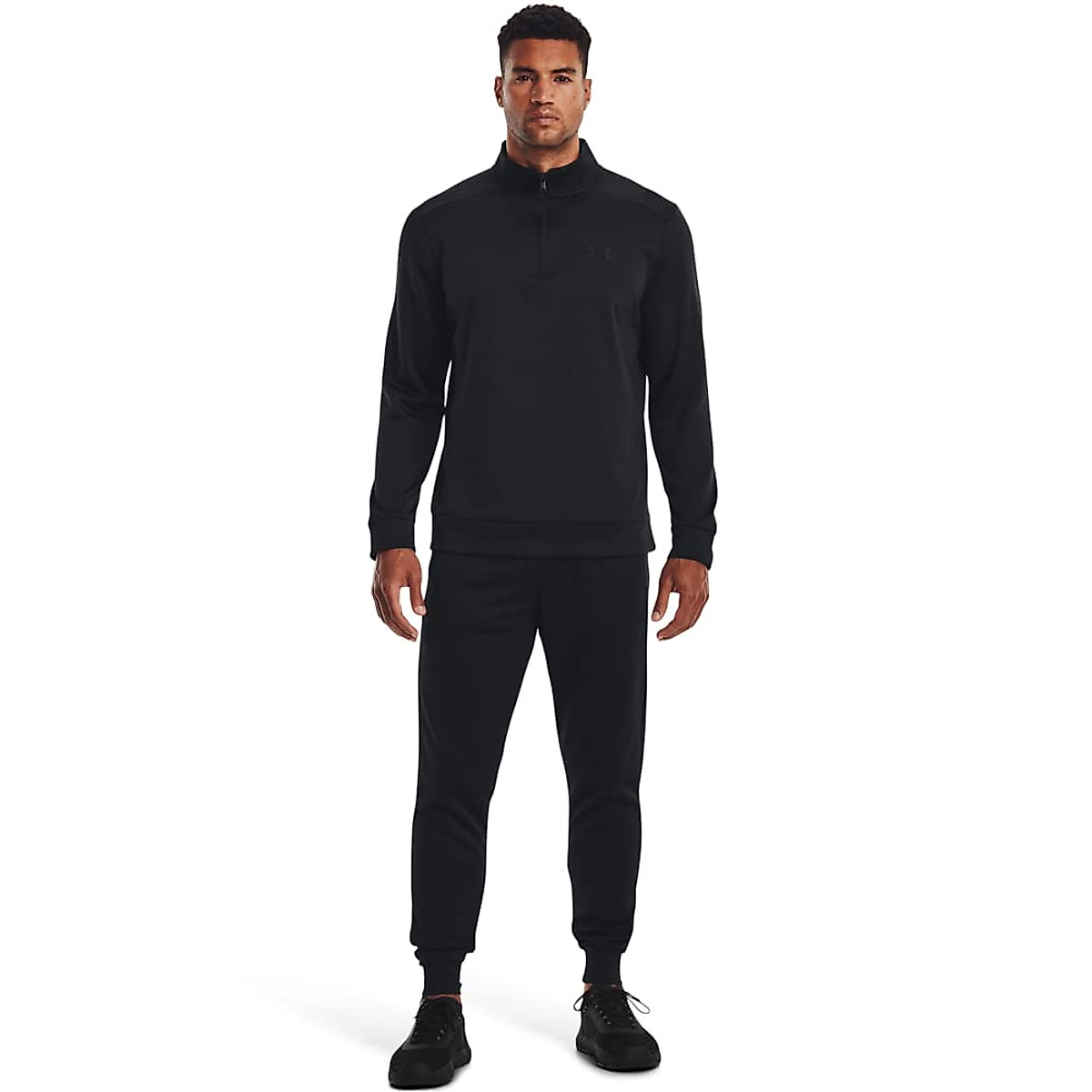 Under Armour Men's ArmourFleece 1/4 Zip, (001) Black / / Black, Medium