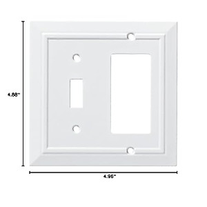 Franklin Brass Classic Architecture (1-Pack) Decorative Light Switch Covers Combination Pure White Switch/Toggle, Decorator/Rocker Cover Plate Combo | Wall Plate Outlet Cover Switch Plates W35246-PW-C
