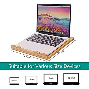 Bamboo Laptop Stand, COIWAI Tablet Stand Book with Angle Adjustable, Foldable Page Holders Desktop for Cookbook Reading Music Document Art Easel, Porable Stand Compatible Notebook MacBook iPad