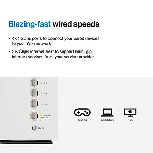 Linksys Velop Pro 7 WiFi Mesh System | One Cognitive Mesh Tri-Band Router with Over 10 Gbps Speeds | Whole Home Coverage up to 3,000 sq. ft. | Connect 200+ Devices | 1 Pack MBE7001 | 2023 Release