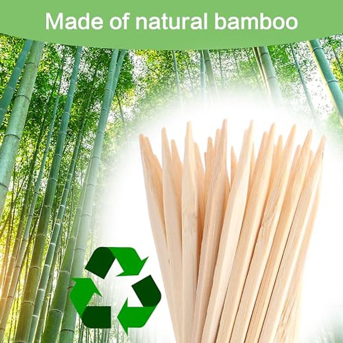 6 inch Bamboo Skewers, 100 PCS Bamboo Sticks for Cocktail Appetizer Toothpicks Kabab Skewers Picks Paddle Wooden Skewers for Cocktail, Fruit, Grilling, Drink, BBQ, Fondue(6 Inch)