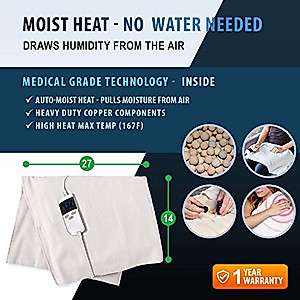 Moist Heating Pad with Auto Shut Off for Cramps and Back Pain by ThermoRelief - Extra Hot Medical Grade Pain Relieving Digital Electric Heat Therapy Pad (King Weighted)