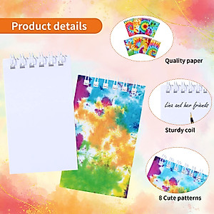 24 Pcs Mini Tie Dye Notebooks Pastel Art Party Small Notepads Tie Dye Spiral Pocket Notebook Party Hippie Mini Notepad for Kids Teacher Classroom Supplies Birthday Party Favors, 2.36 x 3.94 Inch