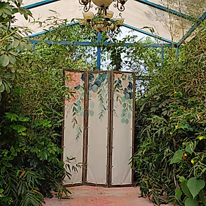 LANDCHY Room Divider Screen Oriental Furniture Privacy Screens Flowers Painting Canvas 3-Panel Foldable Portable Room Separating Divider Room Partitions and Dividers Freestanding 71'' Tall