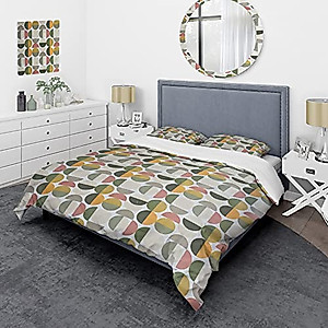 DesignQ Vintage Circular Design I Mid-Century Modern Duvet Cover Set, Gold Duvet Cover Set King, 0 Bedding Set of 3 Pieces, All Season Mid-Century Modern Bedding Sets King