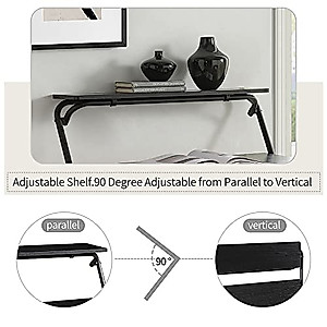 Generic Table Study Folding Computer Desks Black Gaming Rotating Panel Work MDF Board No Assembly Required Computer Desk with 2-Tier Shelf Table Black