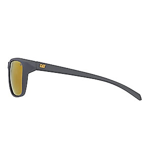 Caterpillar 8012 Men's Polarized Square Sunglasses, Rubberized Matte Grey, 58 mm