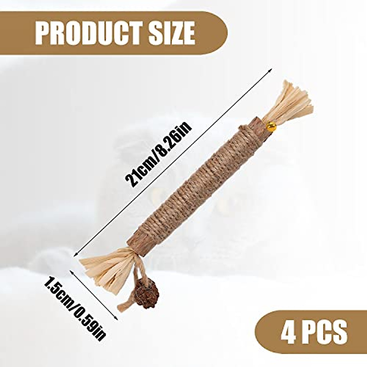 KINBOM 4pcs Cat Chew Toys Natural Silvervine Cat Dental Chew Sticks Cleaning Teeth Chew Catnip Toys for Cat Treat Cat Lick