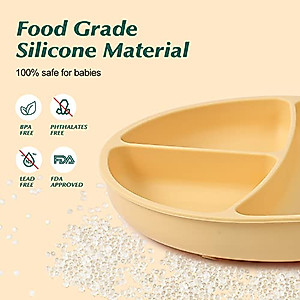 3 Pack Suction Plates for Babies & Toddlers Tameler Food Grade Silicone Divided Plates Set for Kids-Baby Led Weaning Supplies for Infants-Safety Tested-BPA Free-Microwave & Dishwasher safe
