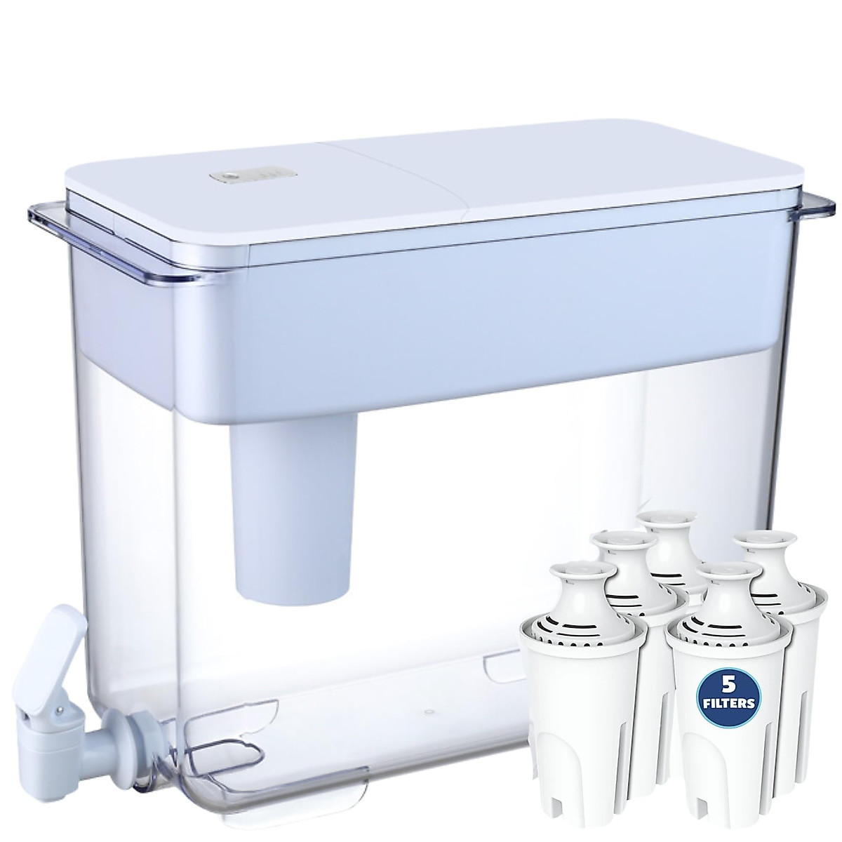 30-Cup Water Filter Pitcher with 5 Water Filters & Electronic Filter Change Reminder - Compatible with Brita Water Pitcher, Brita Filter Replacement and Brita Filter Pitcher