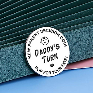 New Baby Gift for Parent Mom Daddy Funny Decision Coin for Women Men Pregnancy Mothers for First Time Moms Dads Mummy to Be Christmas Birthday Present Double-Sided (Silver)