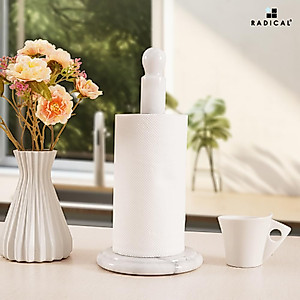 RADICALn Paper Towel Holder White Handmade Marble Kitchen Towels Rack Paper Roll Holder with Stand - Wrapping Paper Holder Towel - Hand Towel Rack Holder