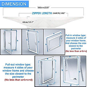TOPOWN 560cm/220"Universal Window Seal for Portable Air Conditioner and Tumble Dryer,Easy to Install-Seal for AC Unit-Sealing AC with Zip and Adhesive Fastener,Works with Every Mobile Air-Conditioning