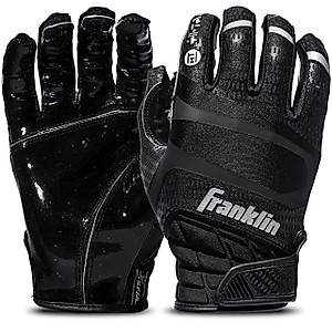 Franklin Sports Hi-Tack Premium Football Receiver Gloves - Black - Youth Medium