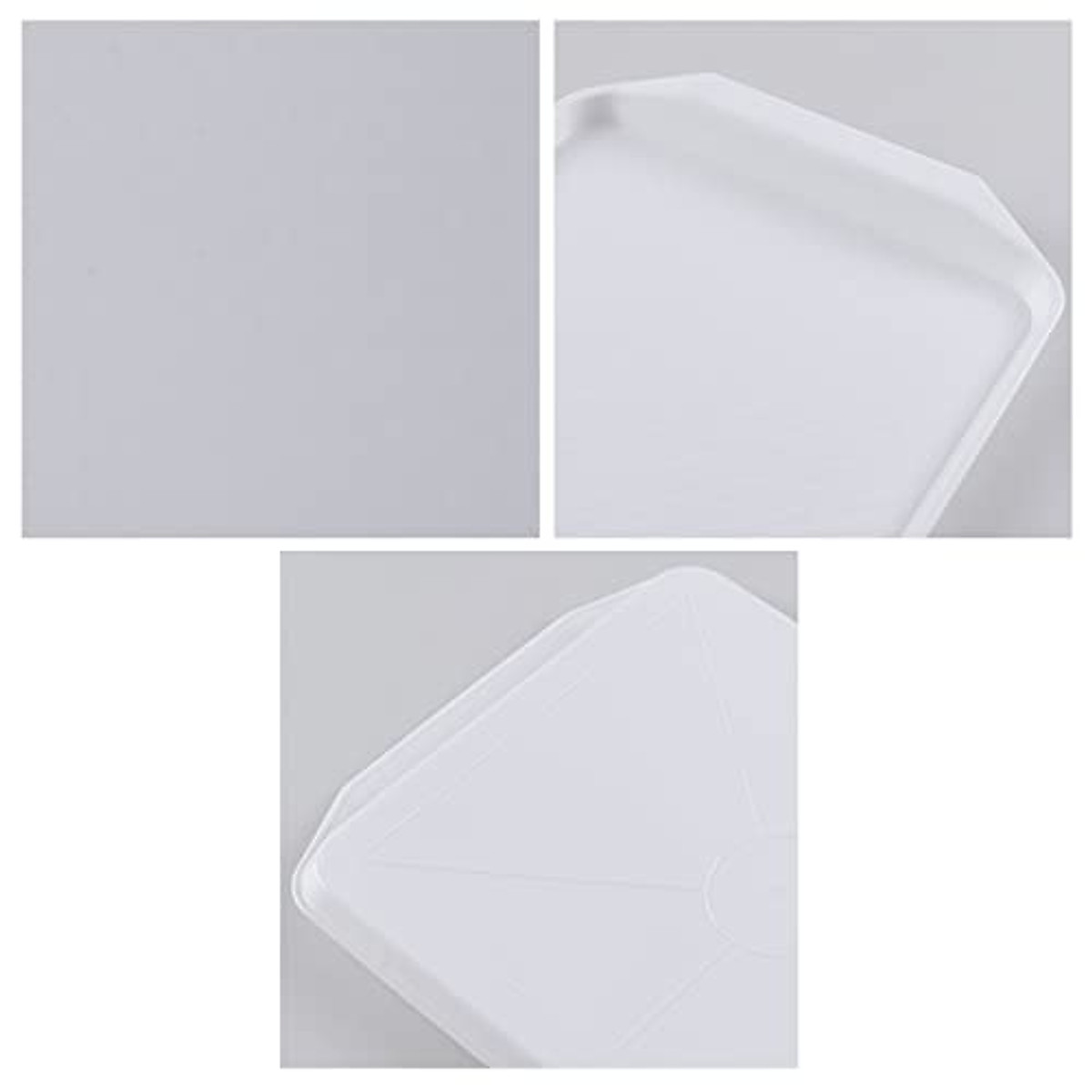 Jekiyo White Rectangular Plastic Fast Food Serving Tray, Set of 6
