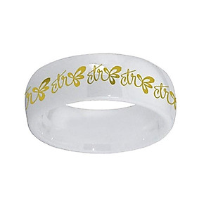 One Moment In Time J157 Size 5.5 "Halo White Ceramic Halo Gold Tone Inlay Ring Mormon LDS CTR