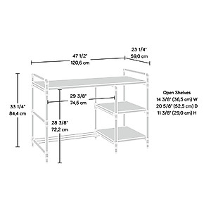 Sauder Iron City Desk, L: 47.48" x W: 23.23" x H: 33.23", Checked Oak Finish