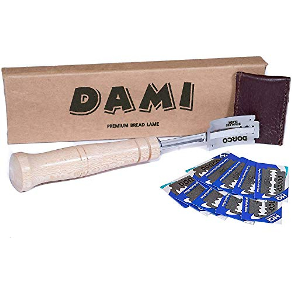 Bread Lame Dough Scoring Tool - Slashing Knife with 10 Razor Sharp Blades Sets and Leather Cover