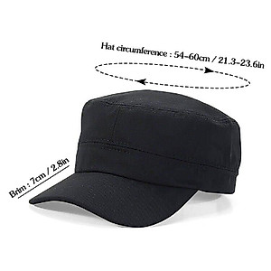 XYIYI Black Unisex Cotton Basic Cadet Army Cap Everyday Military Style Hat