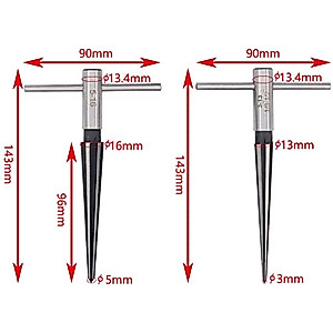 Faneta T Handle Taper Reamer Set 3-13mm(1/8''-1/2'') & 5-16mm(½"-5/8") Bridge Pin Hole Hand Held Tapered Reamers 6 Fluted Chamfer Reaming Guitar Woodworker Luthier Tool (Set of 2)
