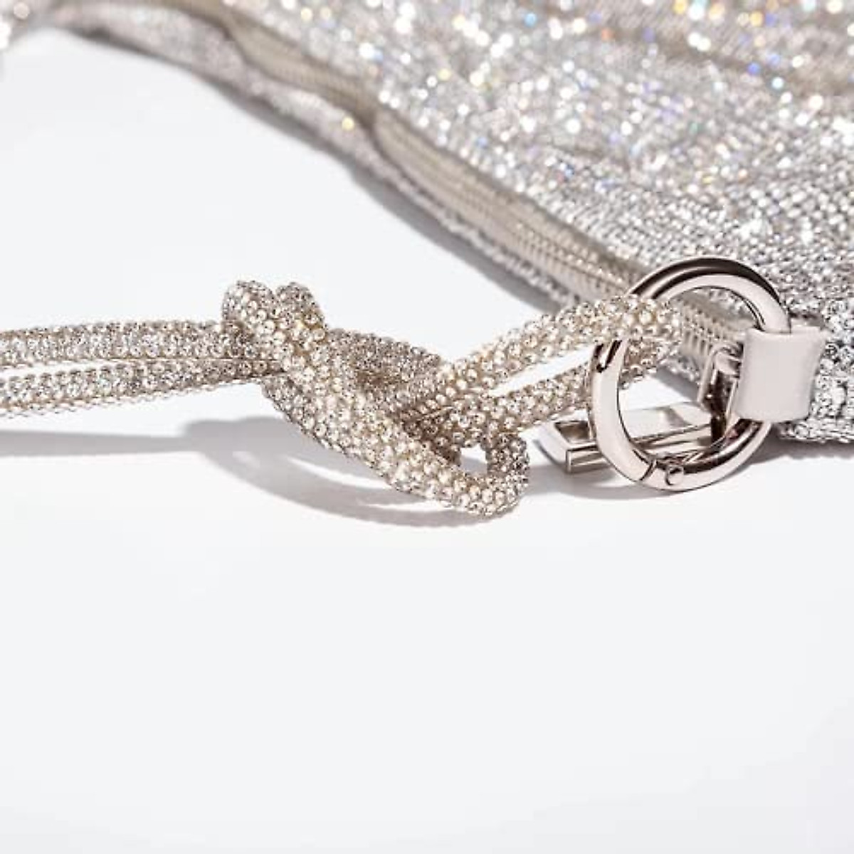 Amazleer Rhinestone Purse Shiny Hobo Bag for Women Rhinestone Handbag Chic Evening Purse Crystal Clutch Bag Silver