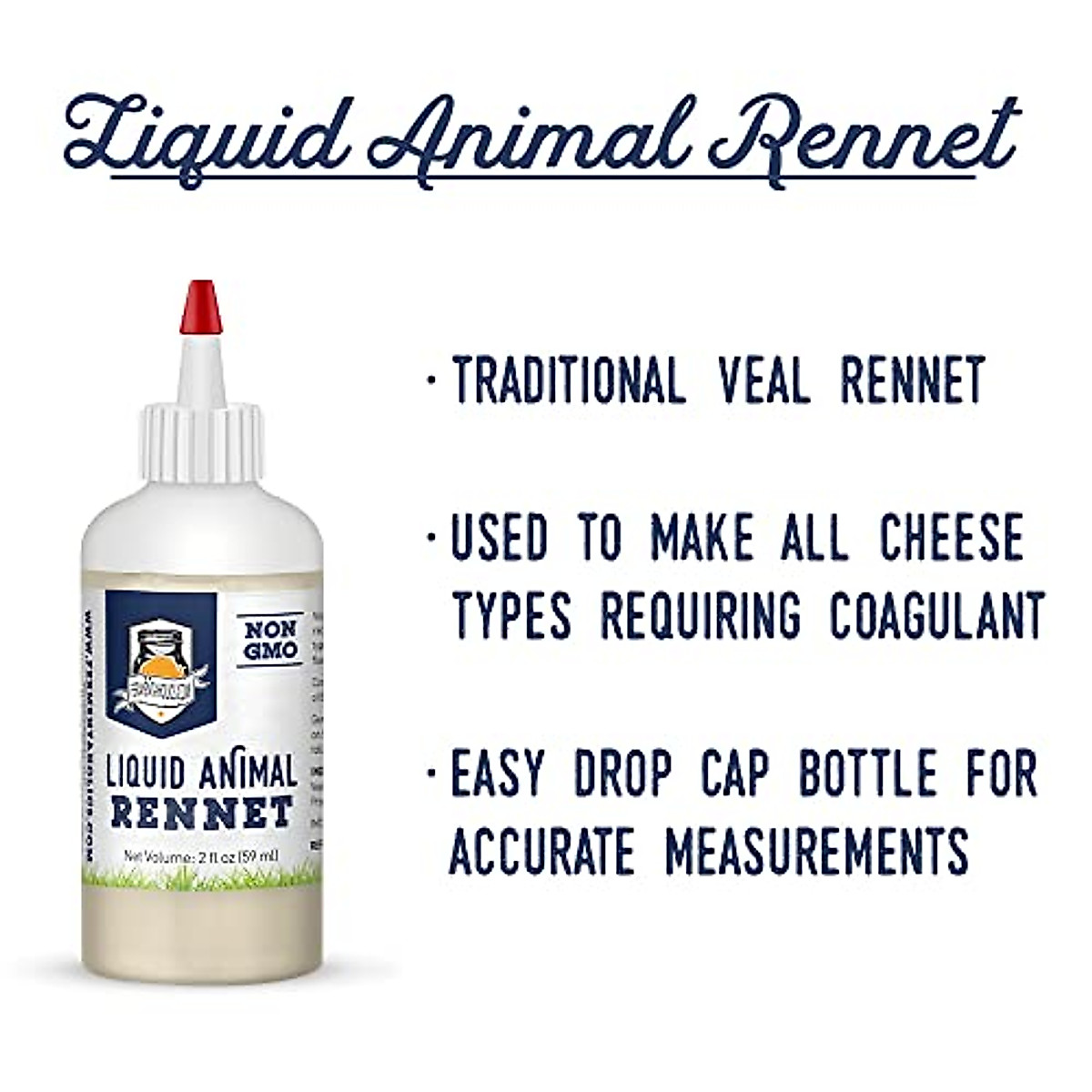 Liquid Animal Rennet For Cheese Making | Milk Coagulant | Make Cheese At Home - 2 oz