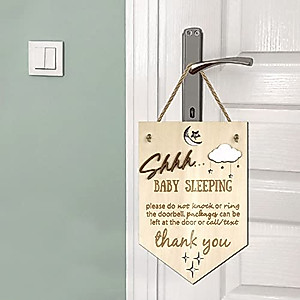 Baby Sleeping Door Sign 3D Shhh Hanging Sign Plaque Decor Do Not Knock Or Ring Privacy Sign (Style 1)
