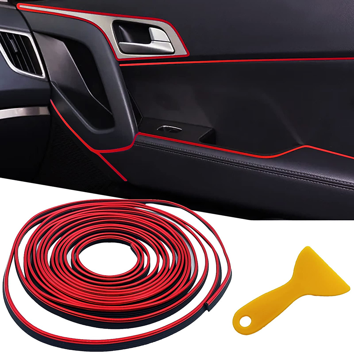 OSIFIT Car Interior Trim Strips,33ft Car Electroplating Decoration Styling Door Dashboard, Flexible Interior Trim Accessories with Installing Tool