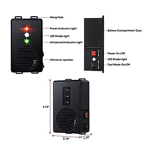 Loraffe Under Hood Animal Repeller Battery Operated Rodent Repellent Ultrasonic Rat Deterrent Keep Mice Away from Car with Ultrasounds and LED Strobe Lights Rodent Defense Vehicle Pest Control, 2 Pack