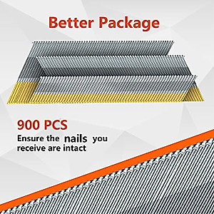 SITLDY 15 Gauge DA Angled Finish Nails, 34-Degree, 900-Pack (2-1/2", 2", 1-1/4" 300 Per Sizes), Galvanized Assorted Size Project Pack, for Pneumatic, Electric Angled Finish Nailer